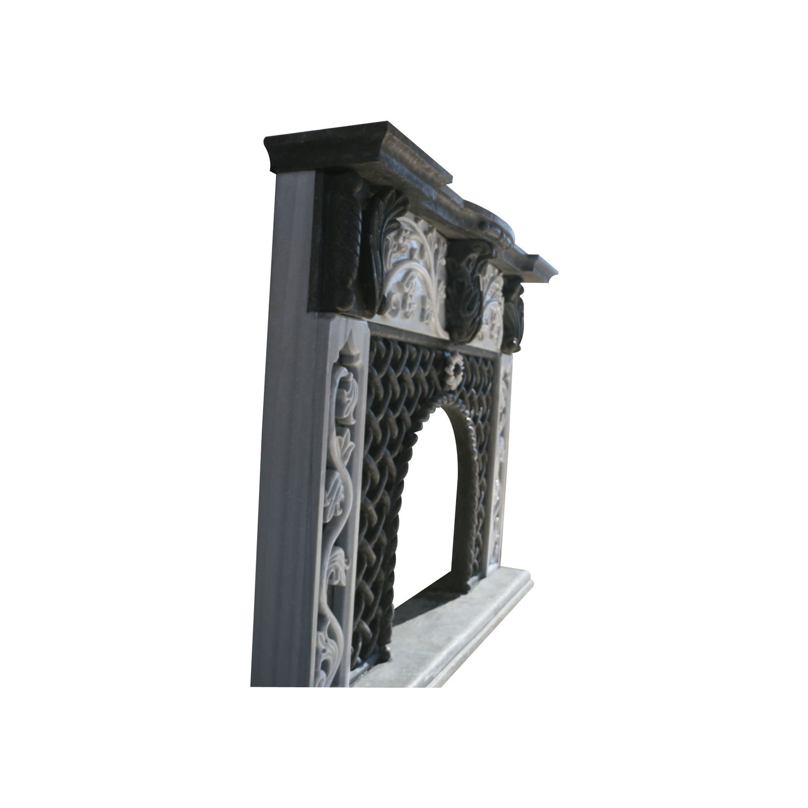 Black Basalt and Marble Fireplace Surround - Coping Stones